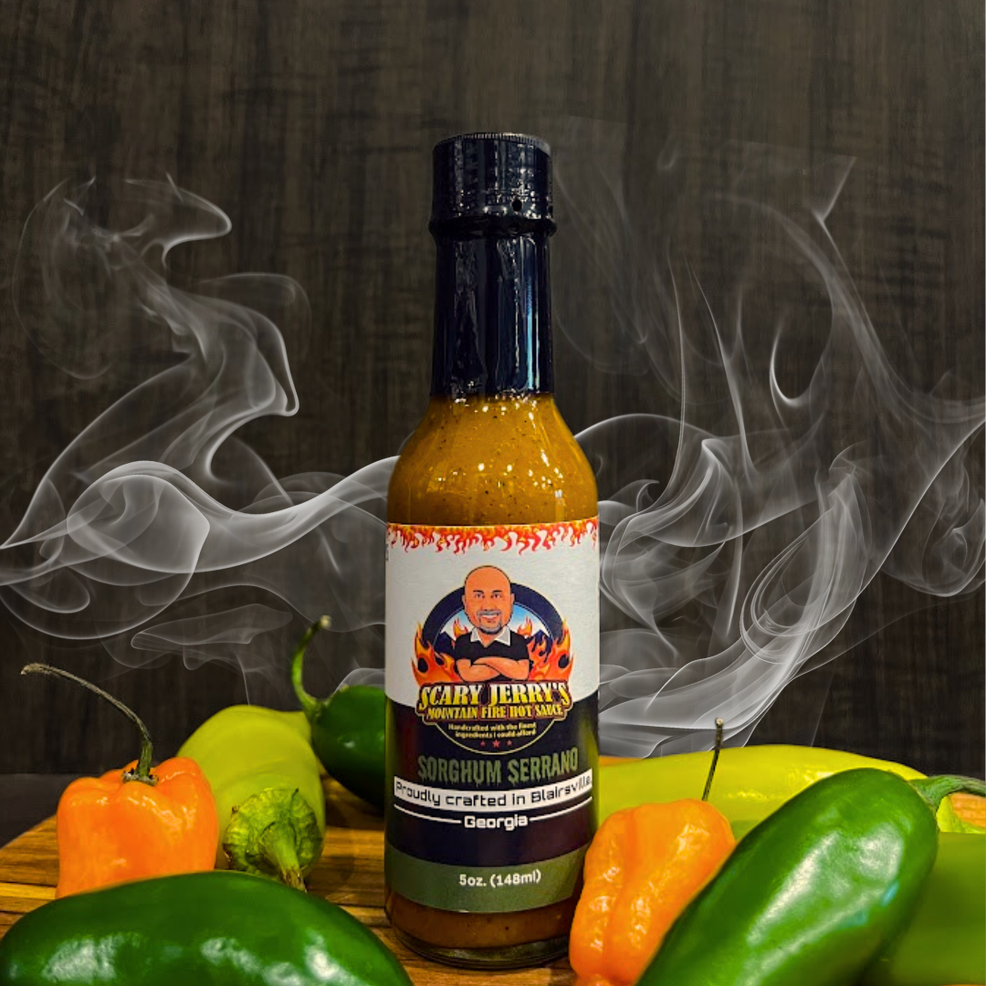 Sorghum Serrano Hot Sauce – Scary Jerry's Mountain Fire Hot Sauce